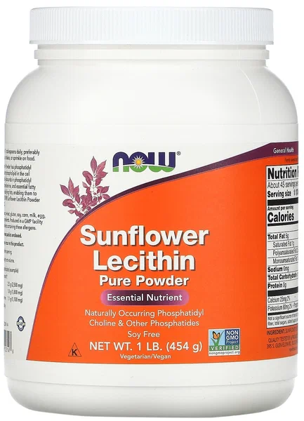 NOW - Sunflower Lecithin Powder, 454г (Здоровье и долголетие)